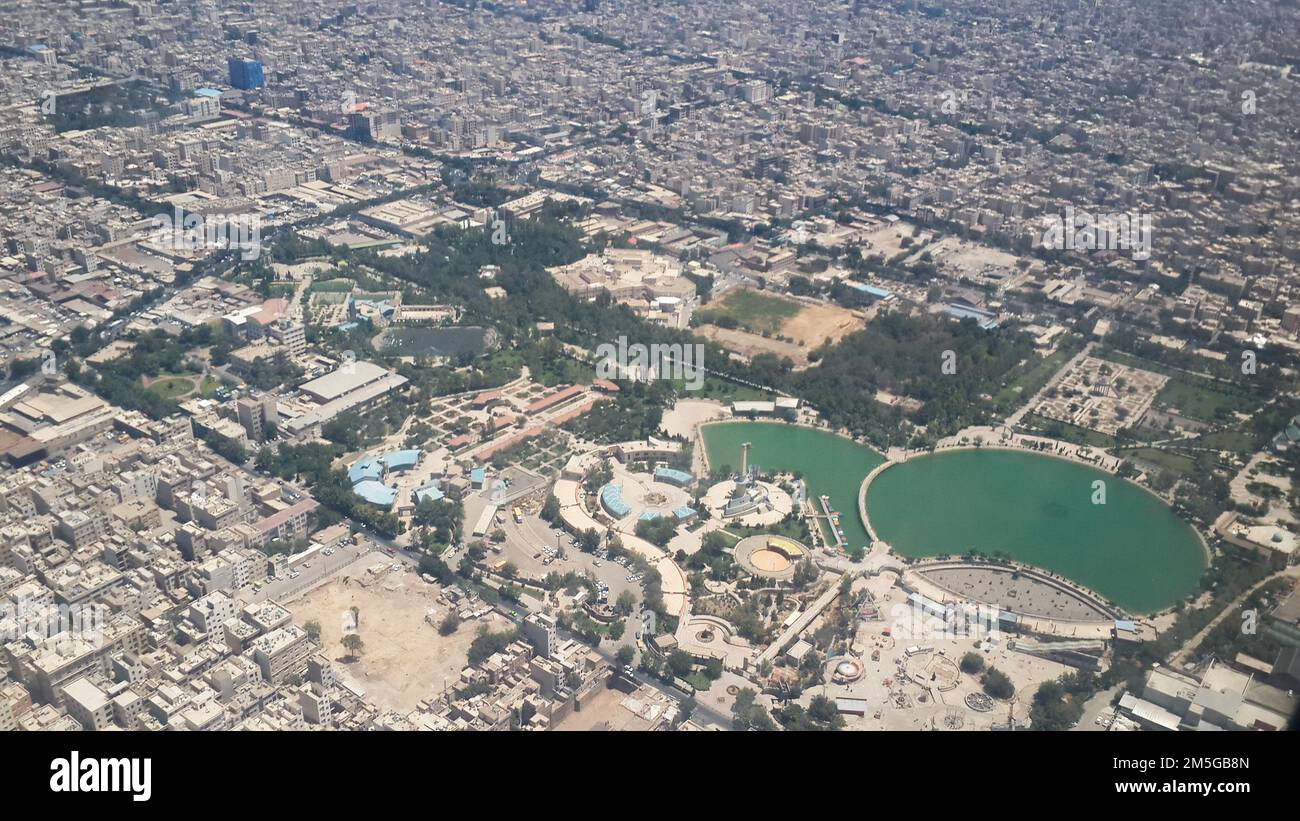 Tehran City from Above During Flight Over This City, IRAN Stock Photo ...