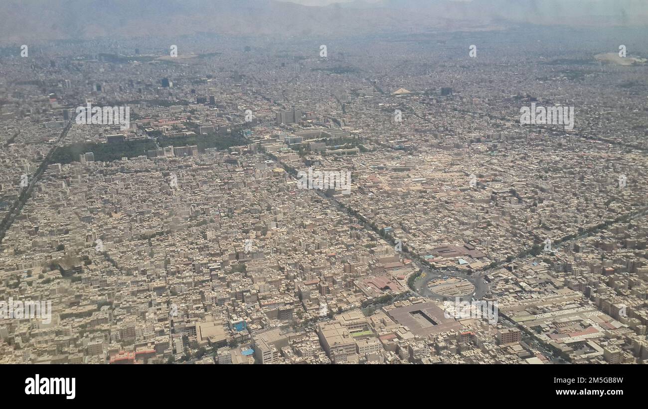 Tehran City from Above During Flight Over This City, IRAN Stock Photo ...