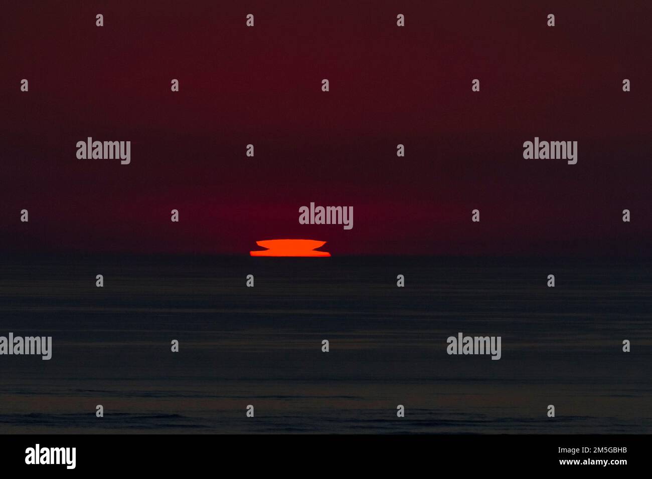 Refraction and reflection at sunset, deformation, unusual deformation ...