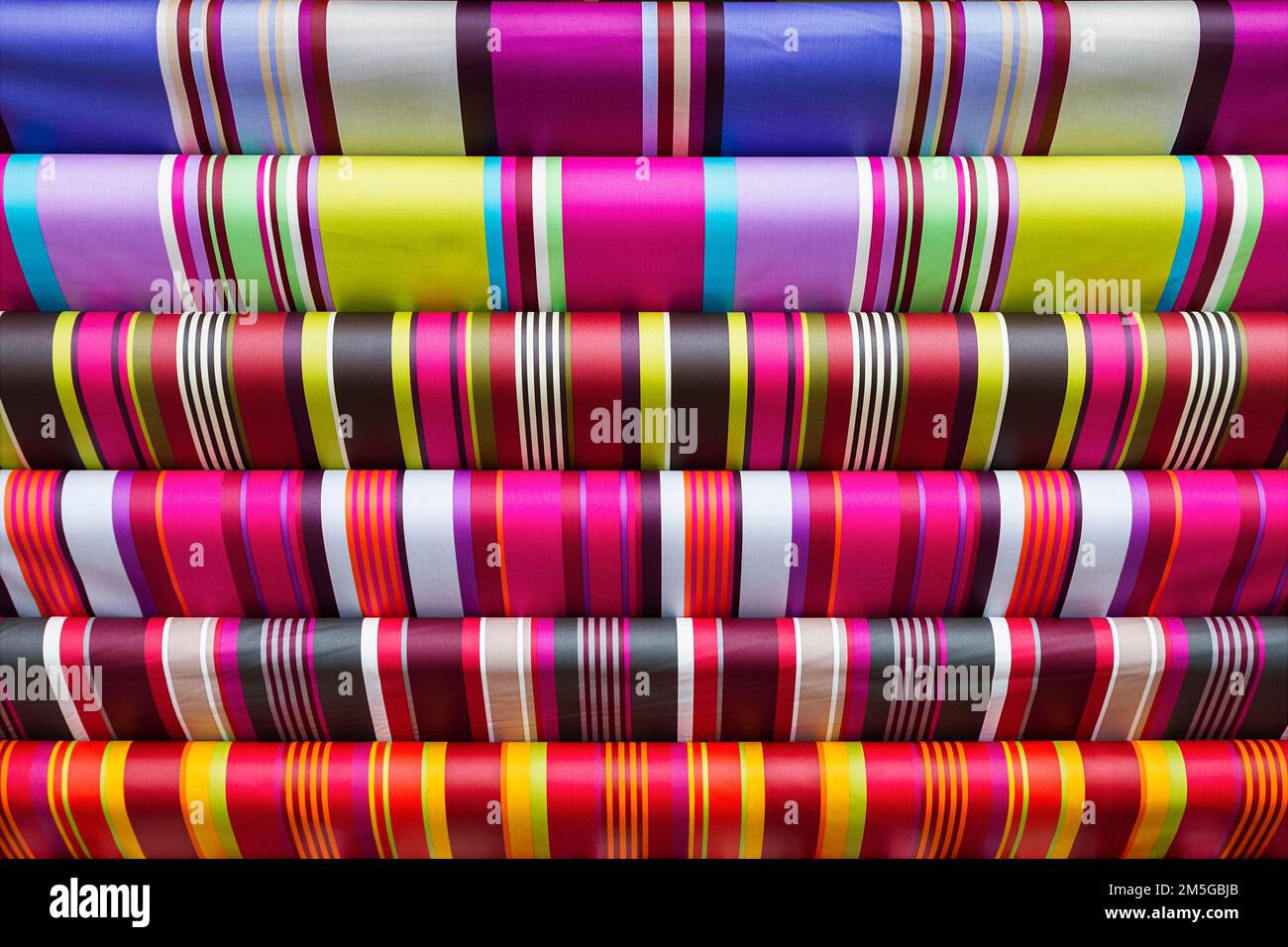 Colourful striped paper, various sheets of wrapping paper in typical ...