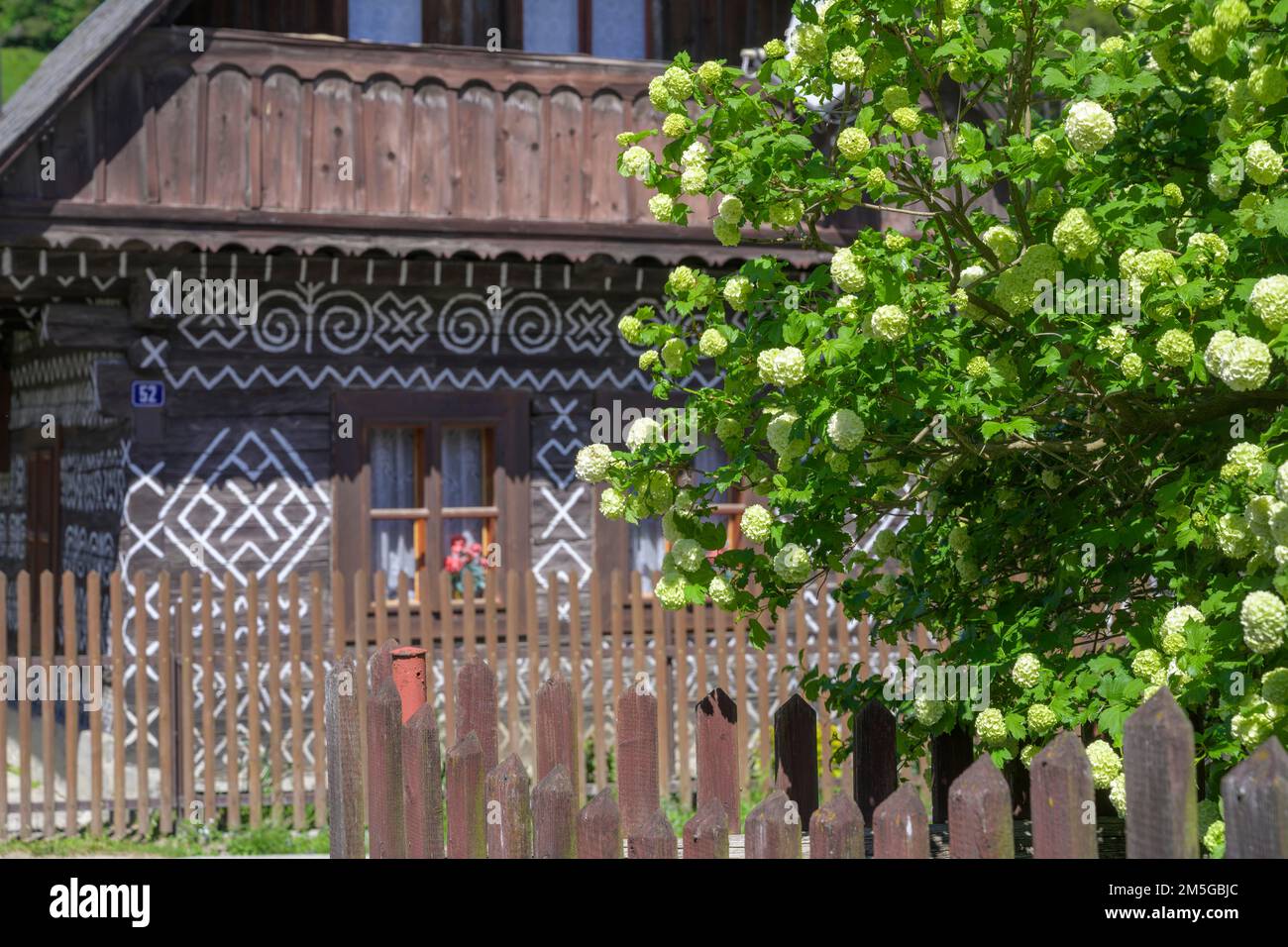 Painted wooden house Unesco World Heritage Site, Cicmany, Zilinsky kraj ...