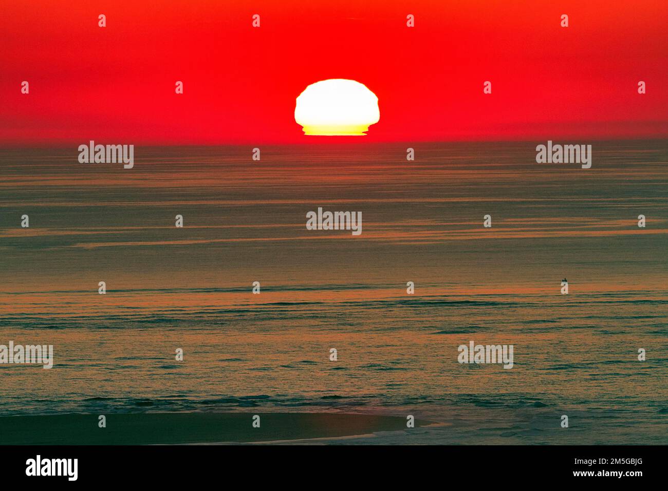 Refraction and reflection at sunset, deformation, unusual deformation ...