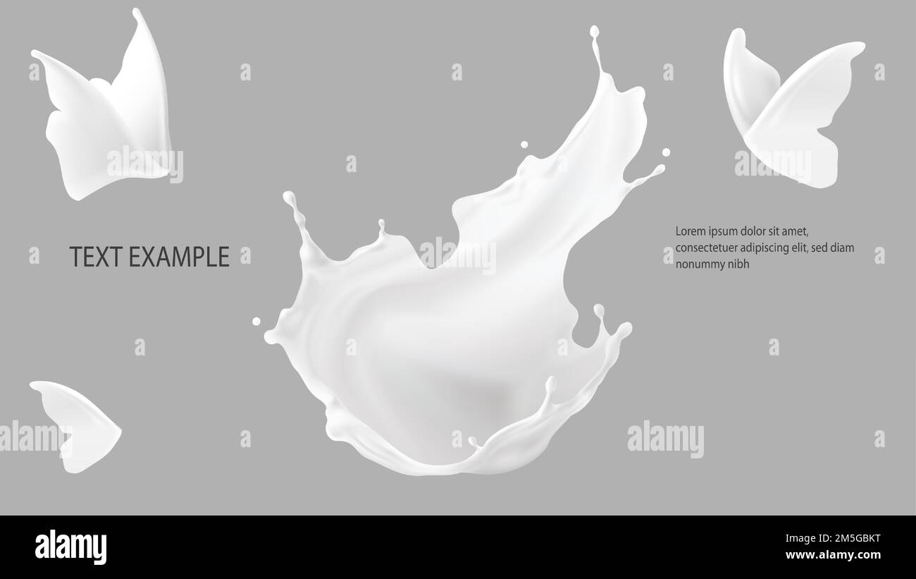Milk splash, crown shape and white liquid silhouettes of flying ...