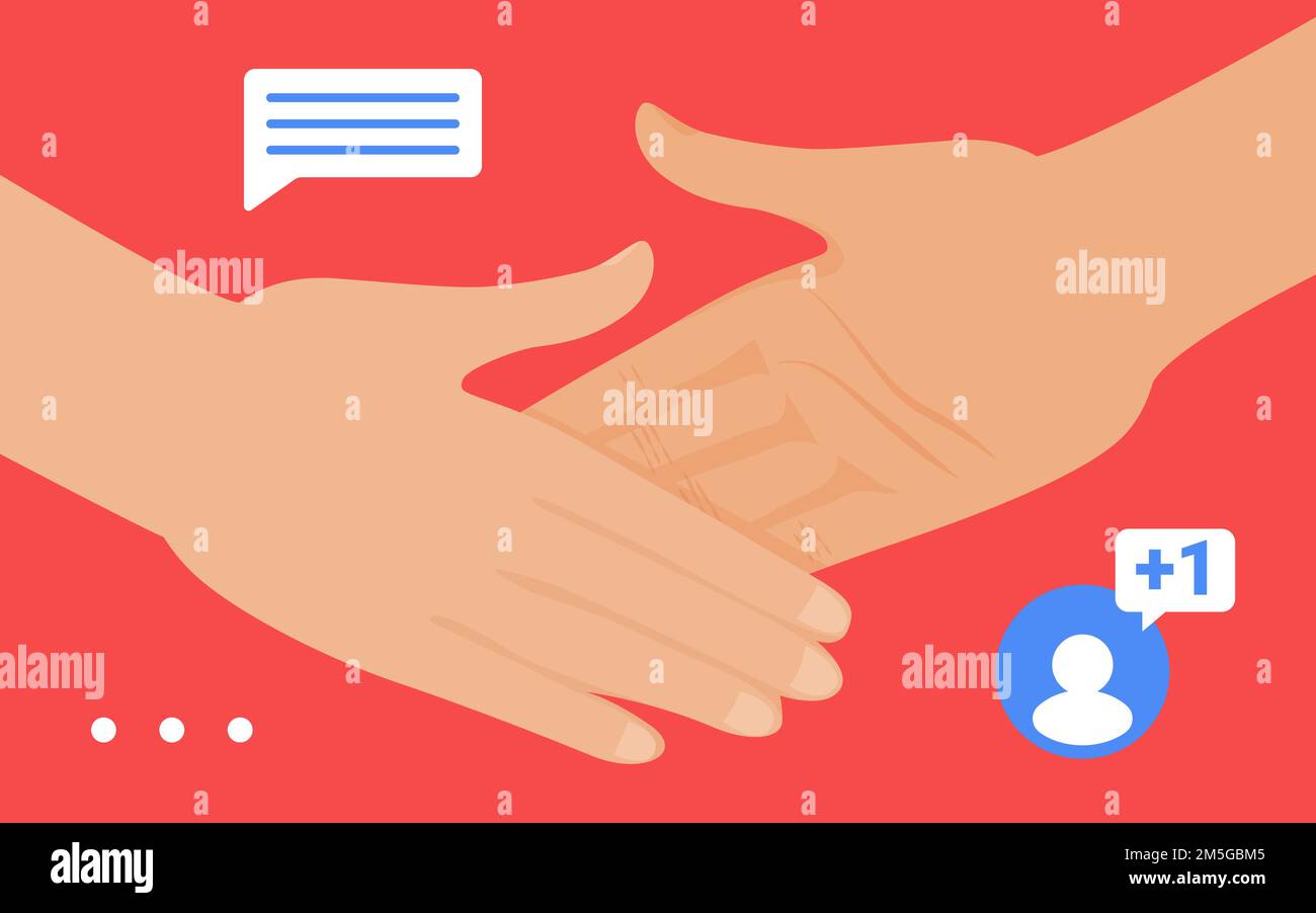 Handshake gesture, social media network concept vector illustration ...