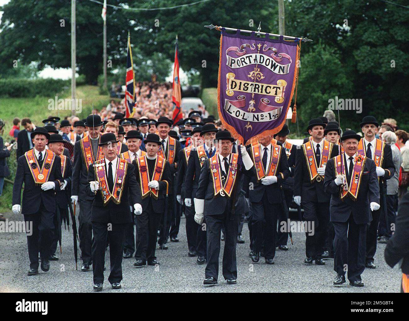 File photo dated 5/7/1998 of members of the Orange Order march to ...