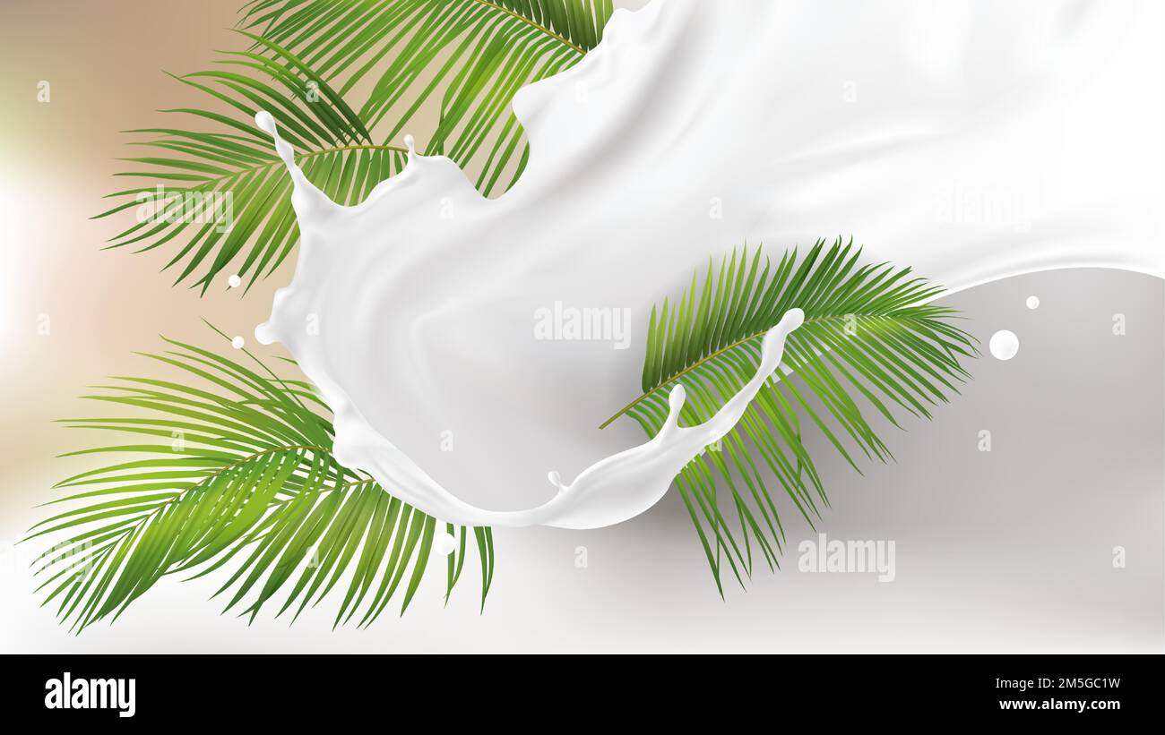 Milk splash swirl realistic vector background. White liquid organic ...