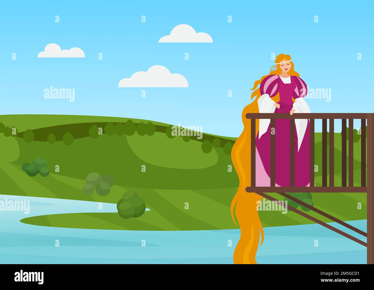 Beautiful girl standing on balcony Stock Vector Images - Alamy