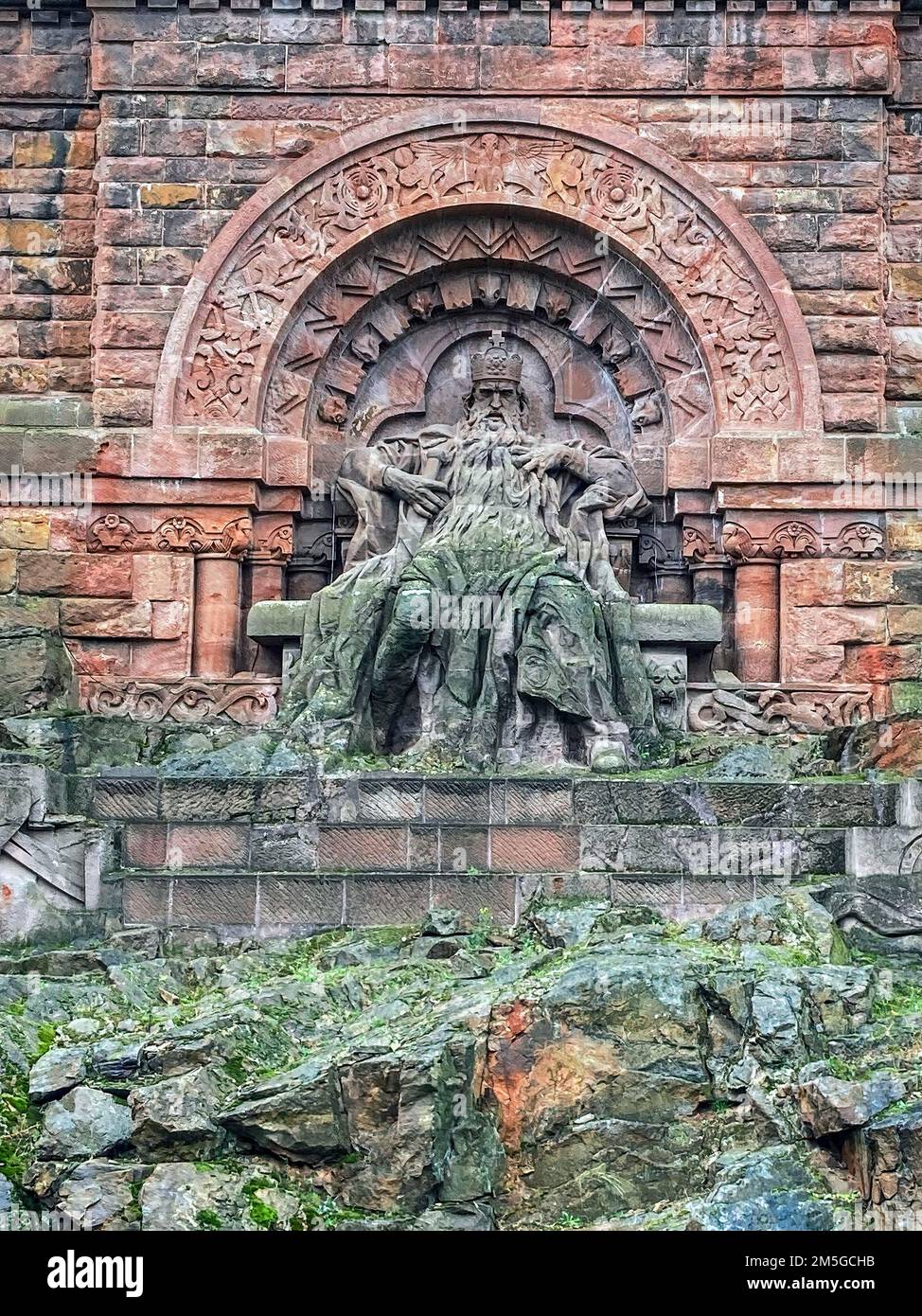 Sculpture of Frederick I Barbarossa carved from stone, Kyffhaeuser ...