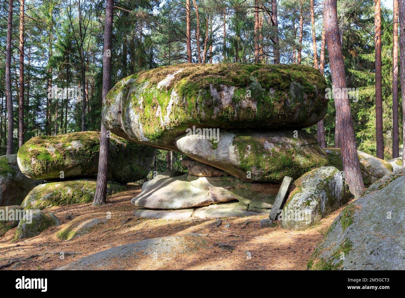 Mushroom stone, granite formation, Blockheide nature Park, Gmuend ...