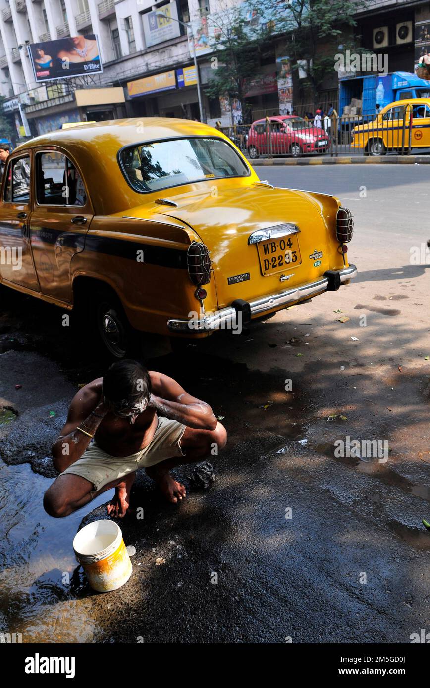 Yellow Ambassador taxis in Calcutta, India Stock Photo - Alamy