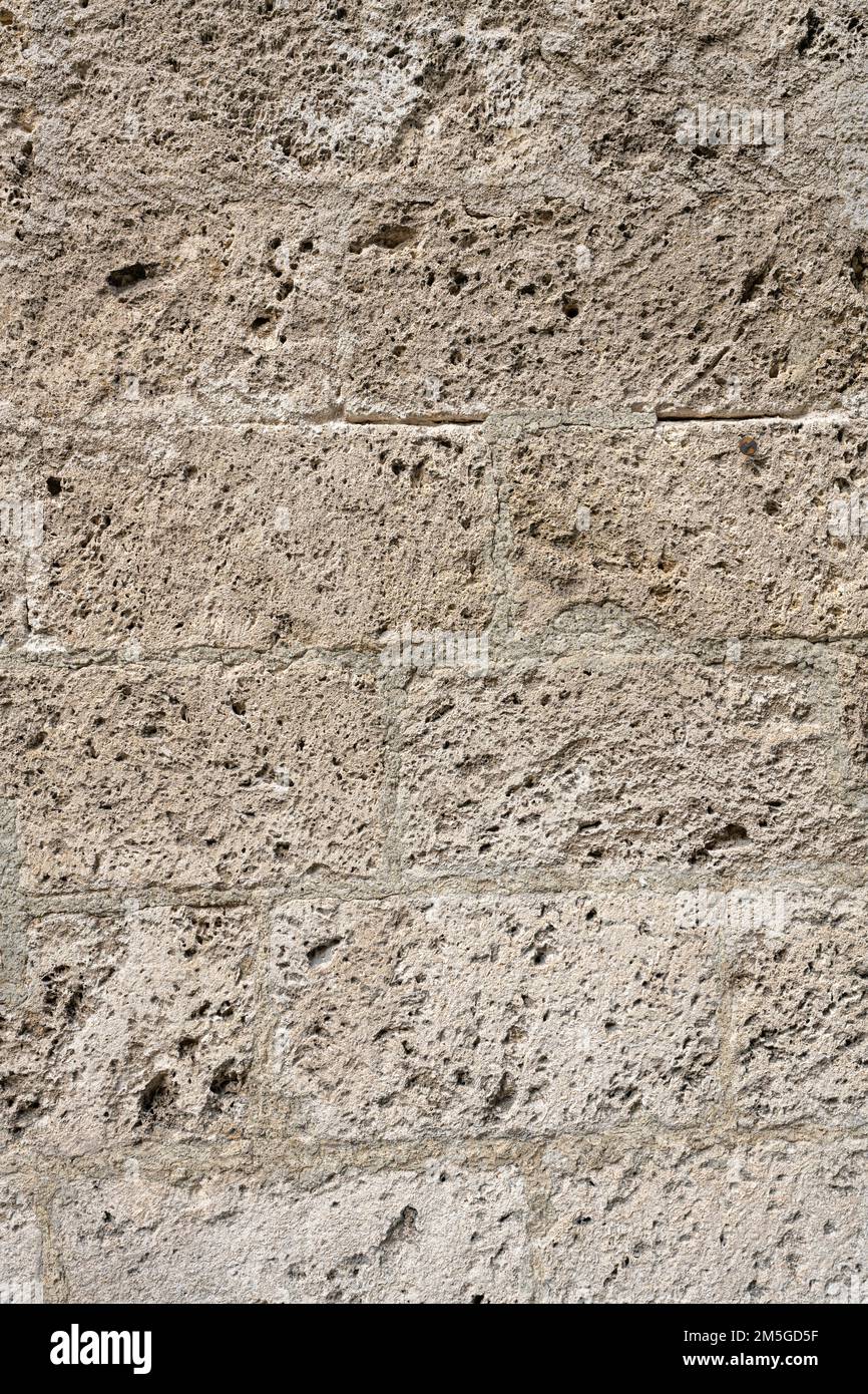 Limestone tuff wall stones, Swabian Alb, Baden-Wuerttemberg, Germany ...