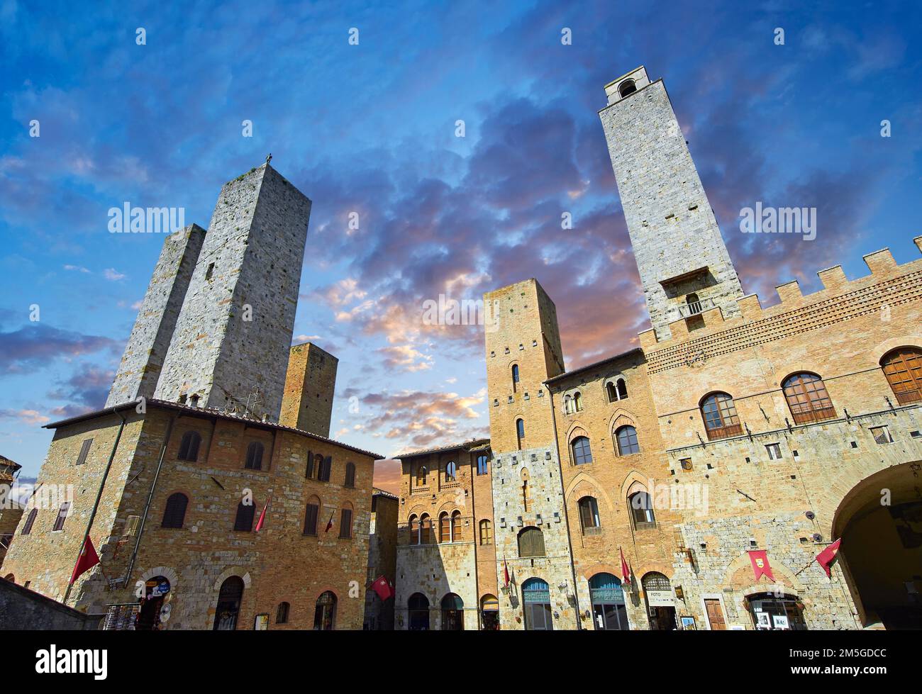 The Piazza Duomo (Cathedral Square) of San Gimignano with its medieval ...