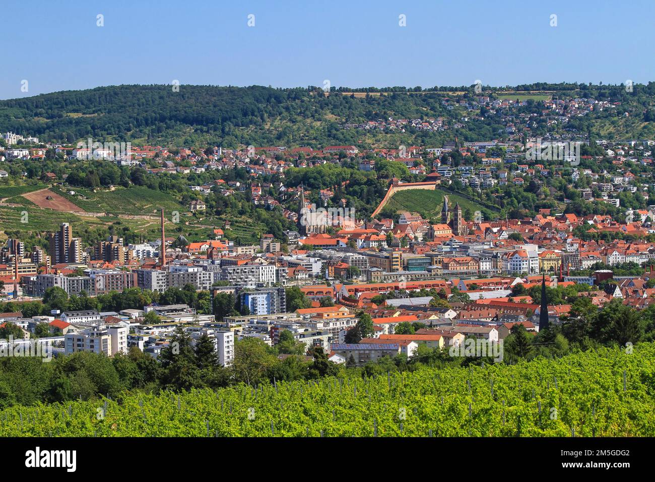 View from Ostfildern Ruit of the old town and railway station of ...