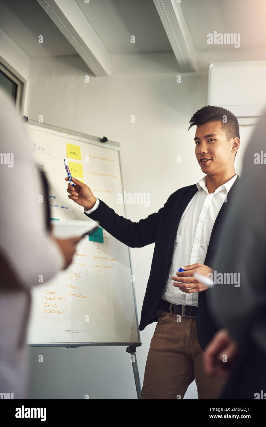 First, we start here...a young man giving a presentation to colleagues ...
