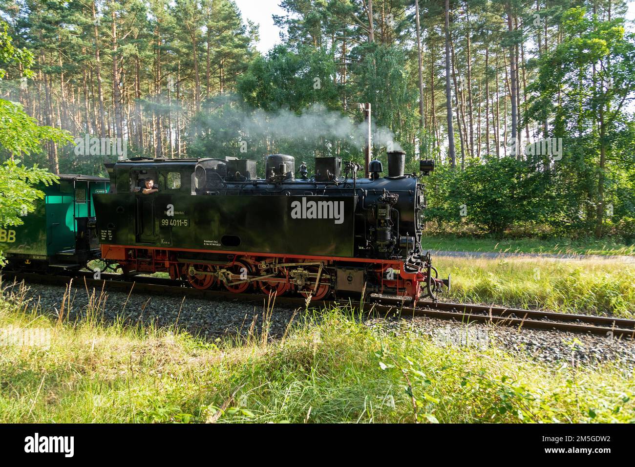 Rasender Roland steam railway, near Sellin, Ruegen Island, Mecklenburg ...