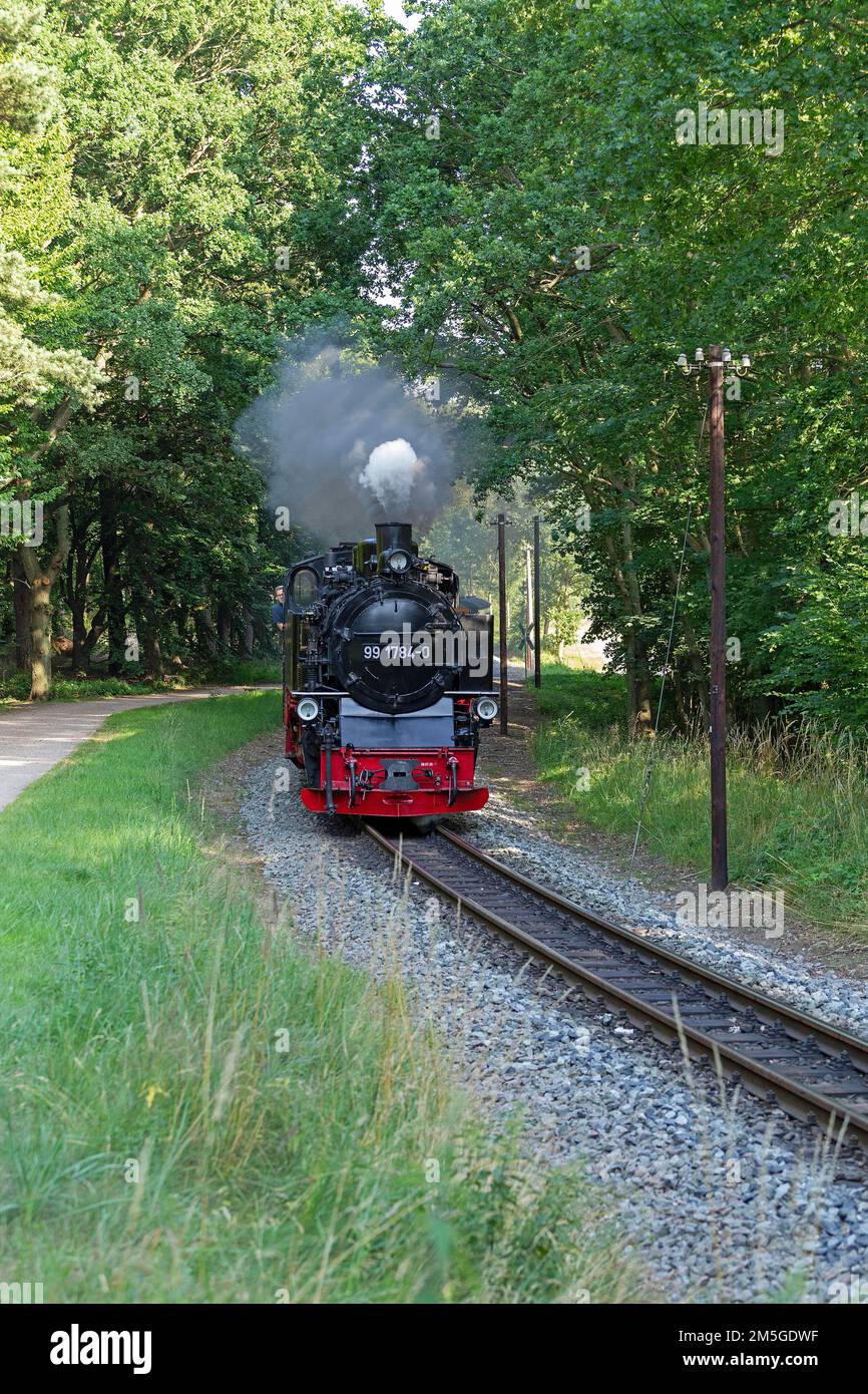 Rasender Roland steam railway, near Sellin, Ruegen Island, Mecklenburg ...