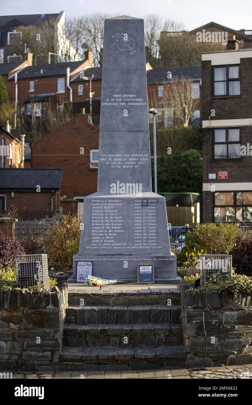 File photo dated 24/1/2022 of the Bloody Sunday Memorial in Derry, for ...
