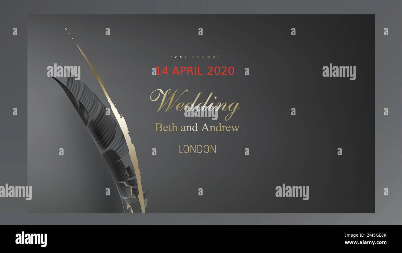 Tropical black gold leaves on dark background vector. Beautiful ...