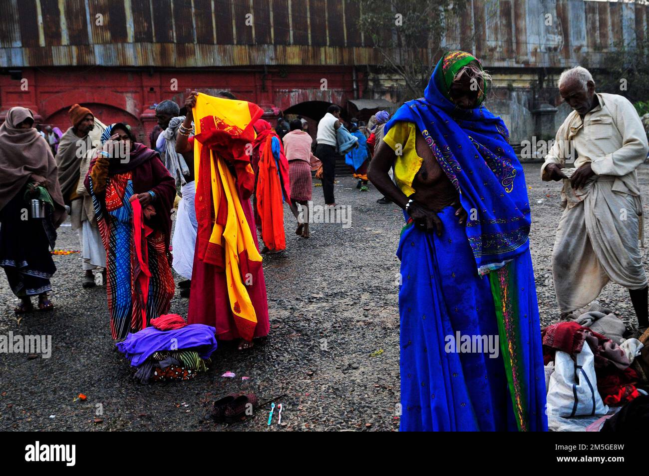 Early morning bathing and prayers at Babughat on the banks of the ...