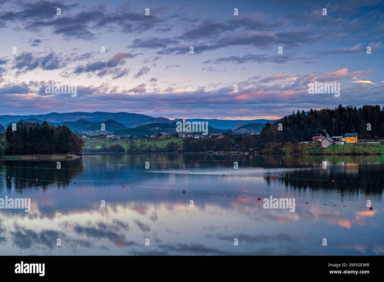 Magic dawn at a lake Stock Photo - Alamy