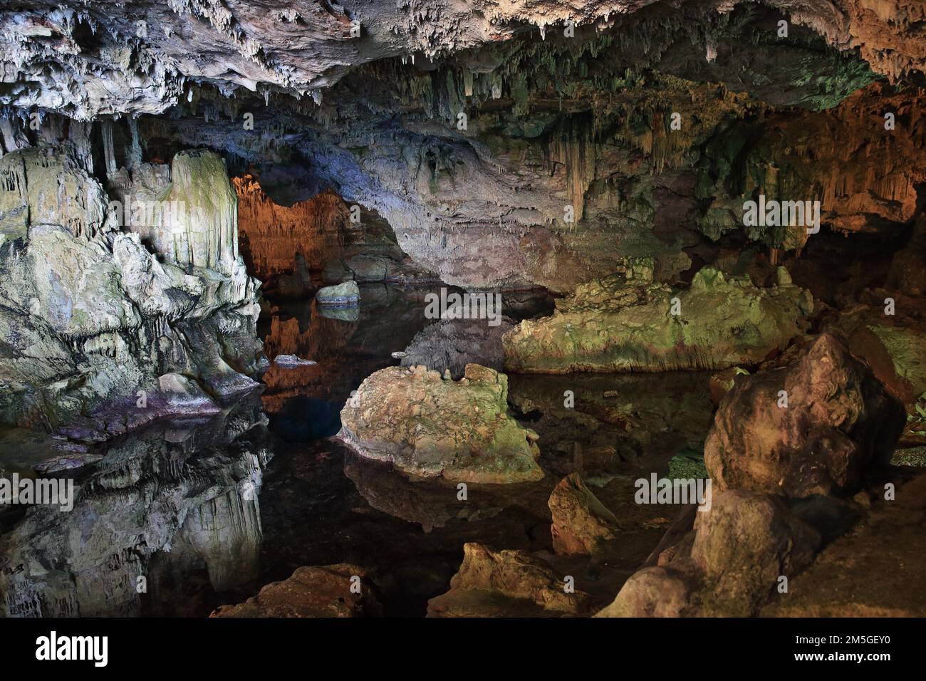 Neptune cave, stalactite cave with lake, colourful rocks, bizarre ...
