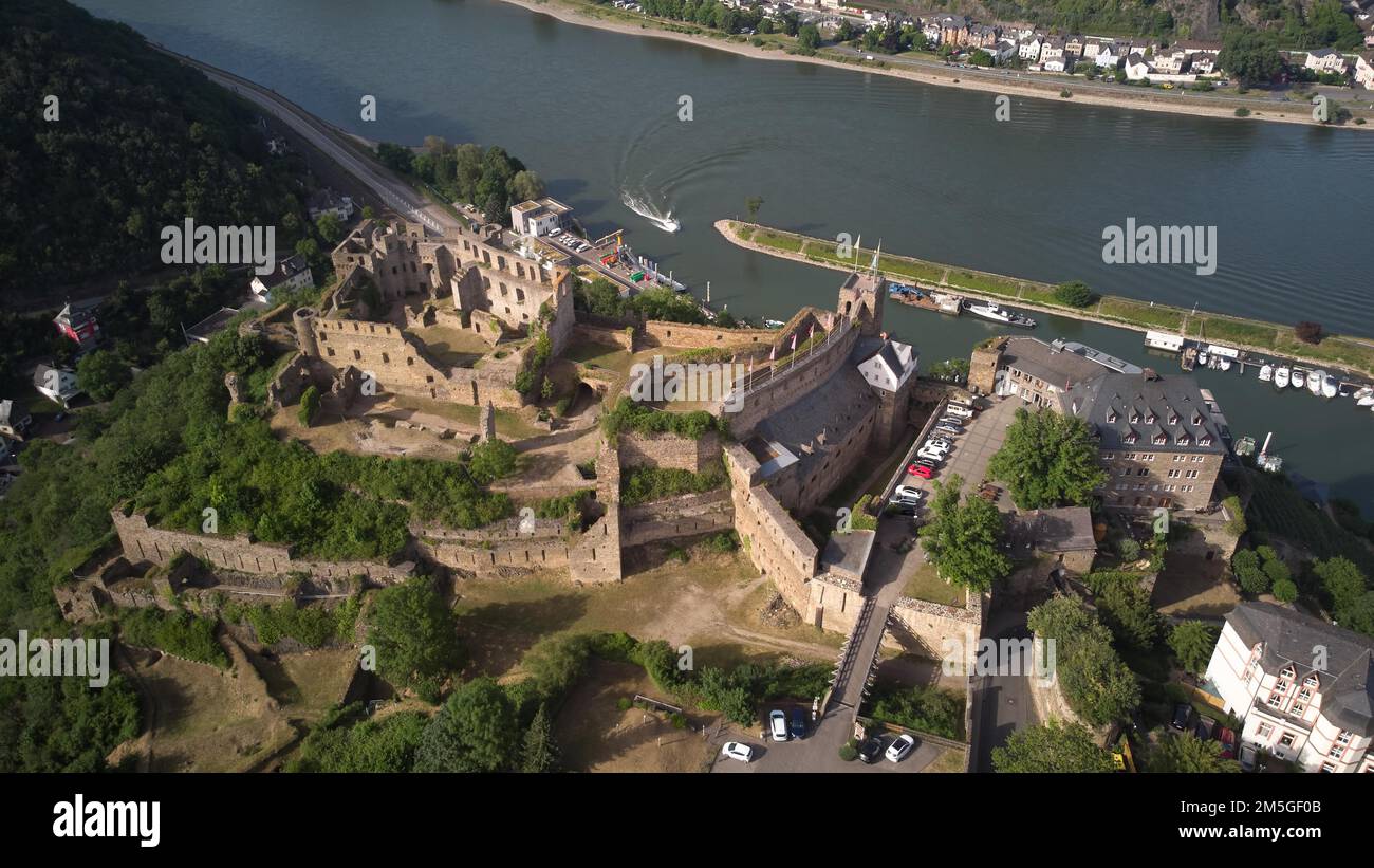 Rheinfels Castle high above the Rhine near St. Goar. After it was ...