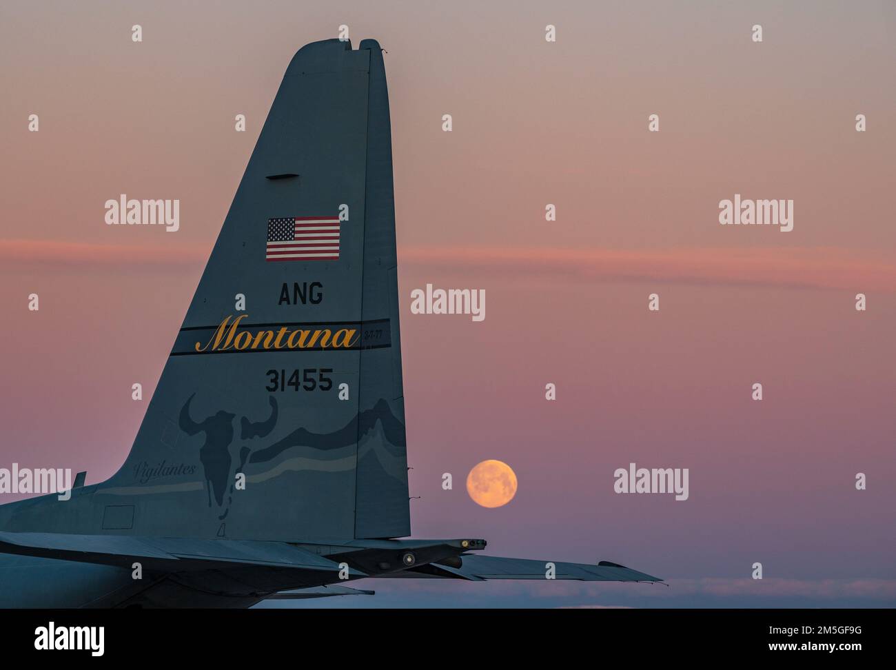 A C-130 Hercules aircraft assigned to the 120th Airlift Wing sits on ...