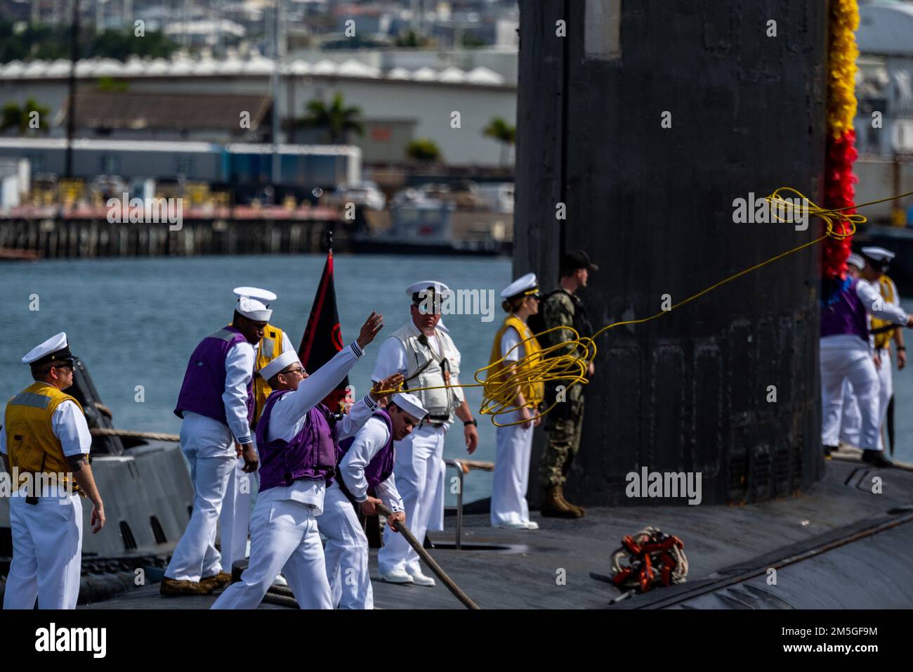 Sailors assigned to the Virginia-class fast-attack submarine USS ...