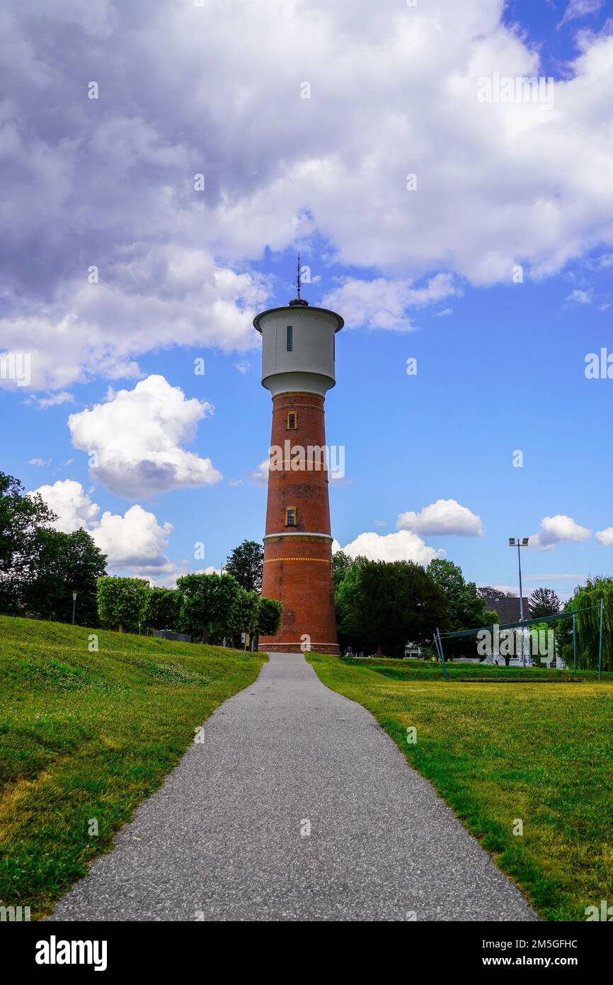 Ladenburg water tower. City landmark on the edge of Carl Benz Park ...