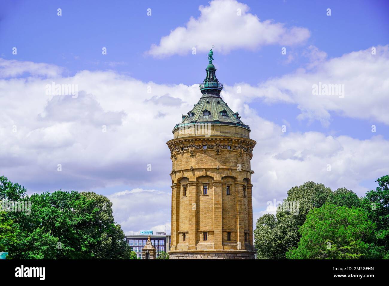 Water tower in Mannheim. City landmark at Friedrichsplatz Stock Photo ...