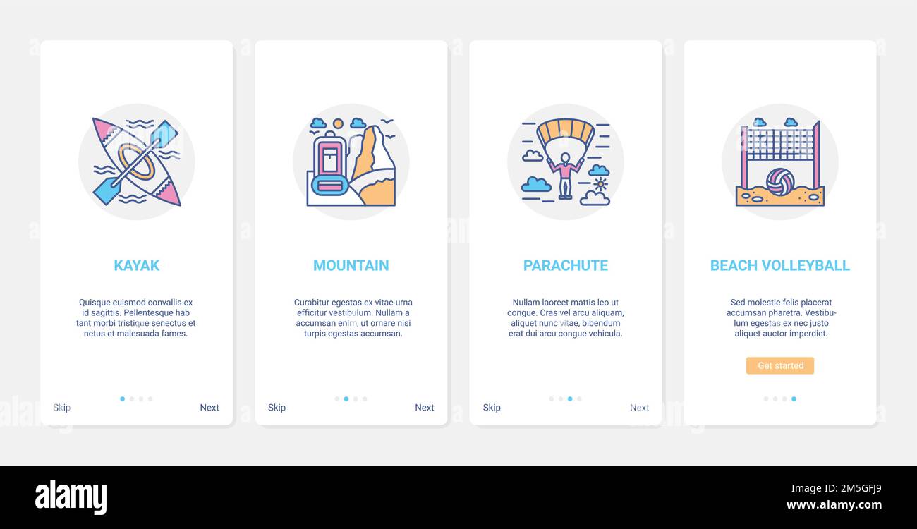 Summer time extreme sport activity vector illustration. UI, UX ...