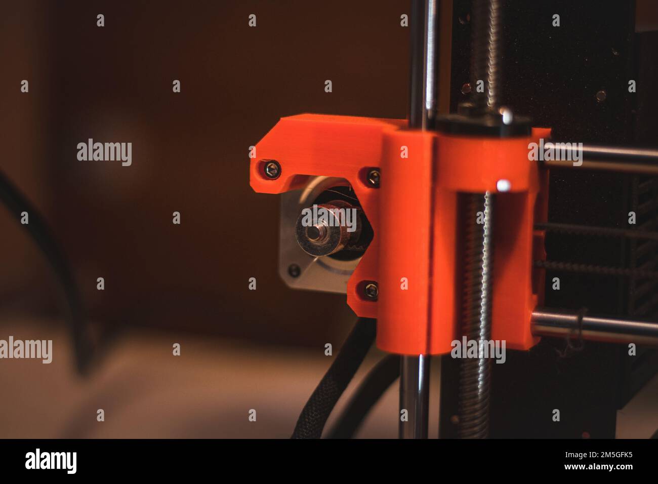 Technological hi-teg tool for making new things. A black and red 3D ...