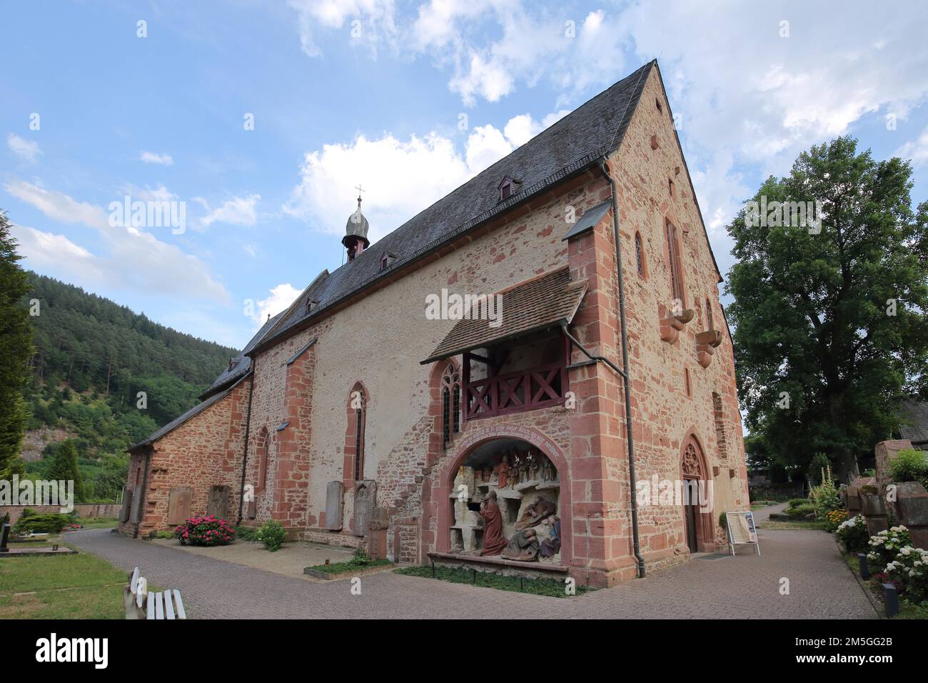 Gothic Ersheim chapel with biblical depiction, scene, Christian ...