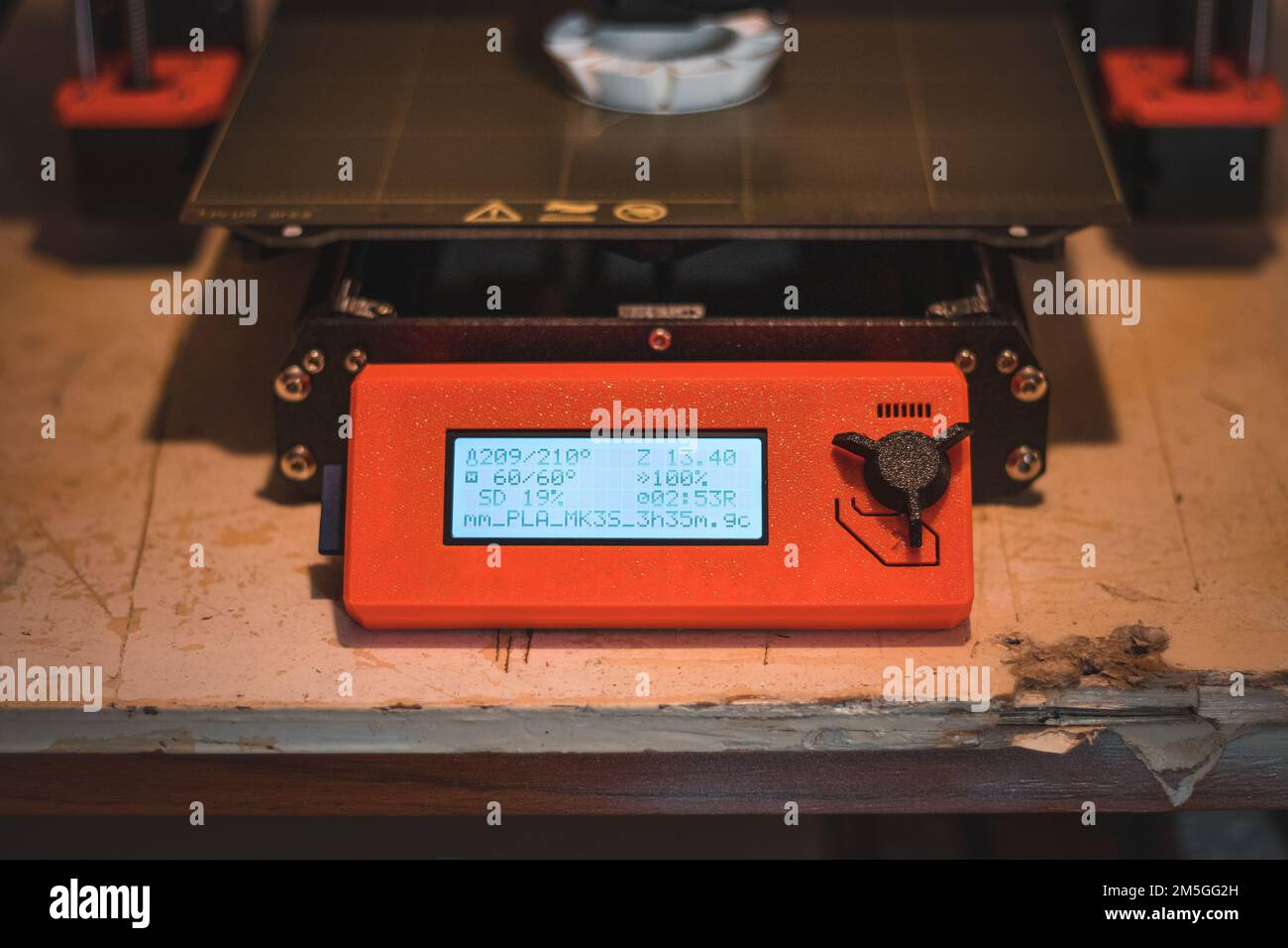 Technological hi-teg tool for making new things. A black and red 3D ...
