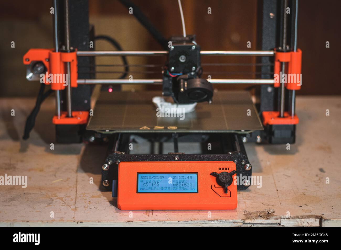 Technological hi-teg tool for making new things. A black and red 3D ...