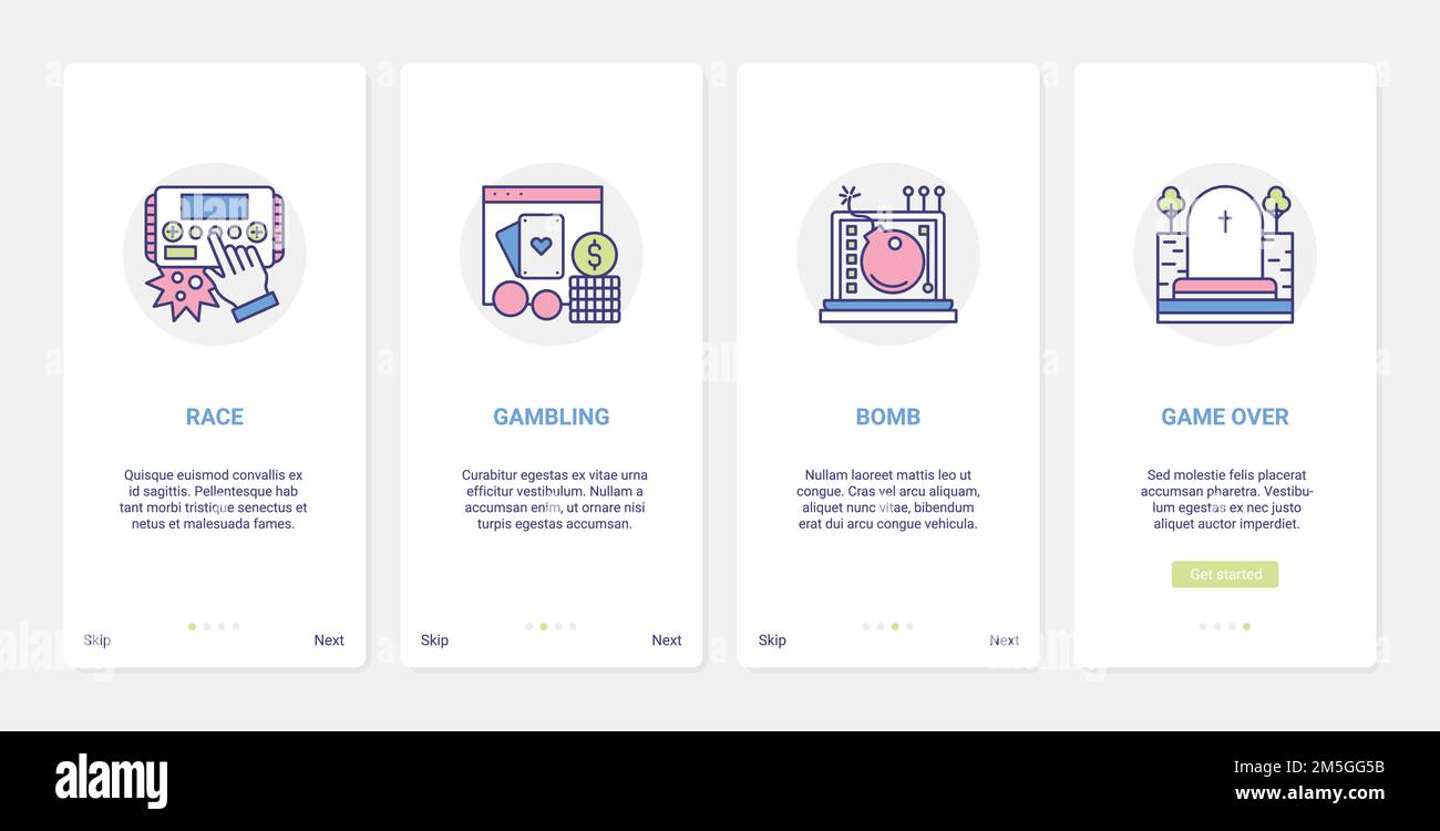 Video games entertainment vector illustration. UI, UX onboarding mobile ...