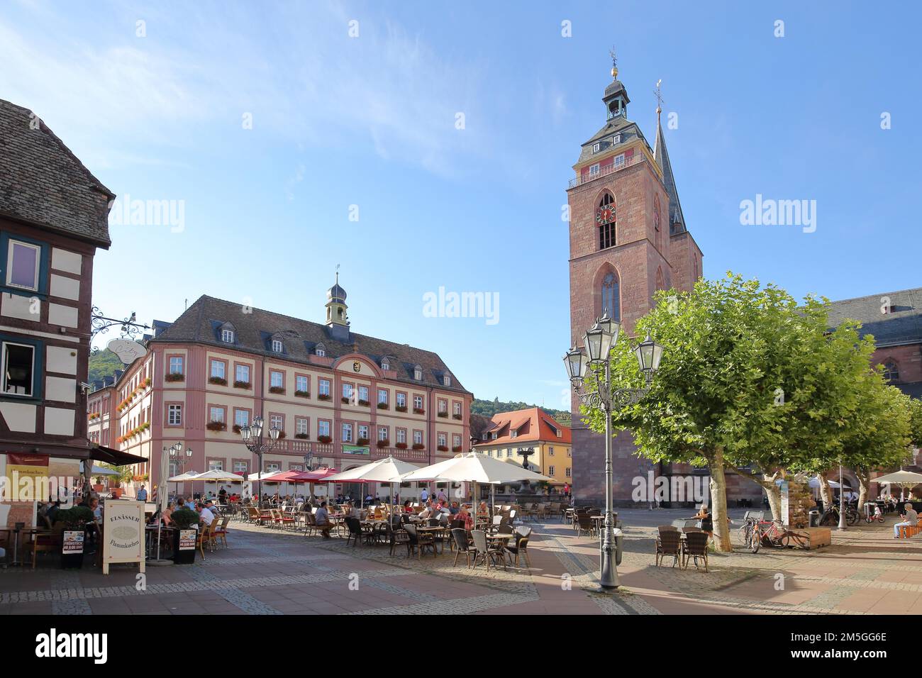 Market square with baroque town hall and baroque collegiate church of ...