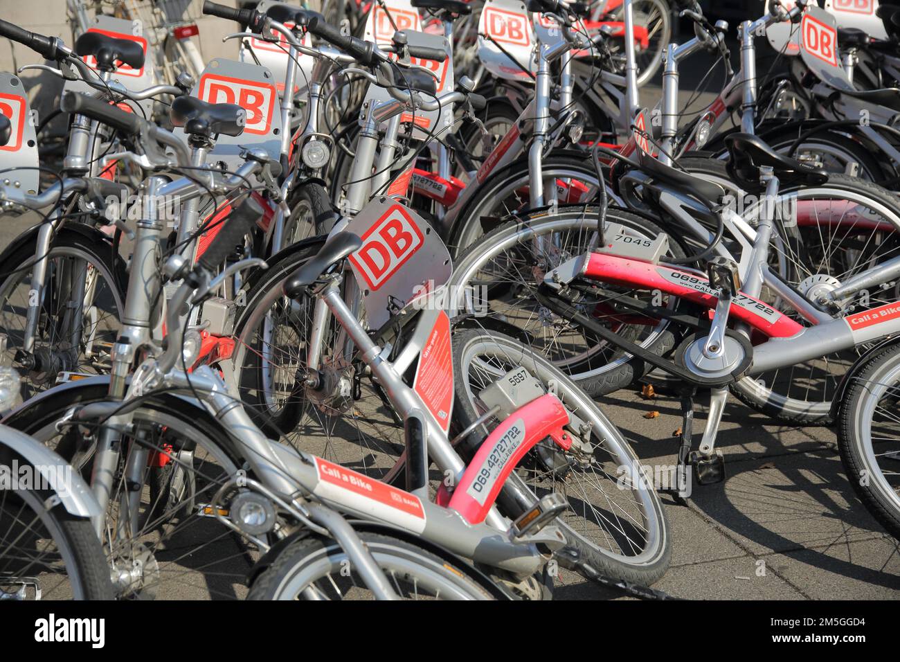 DB bikes at parking space, car park, pile, bike, rental bikes, bike ...