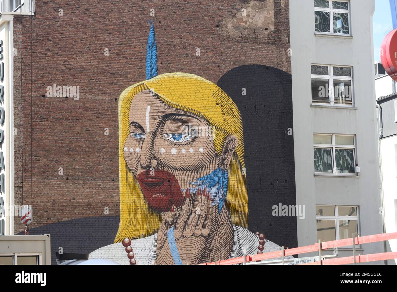 Streetart Mural Nunca 2013, Indian, Head, Mural, Bahnhofsviertel, Main ...