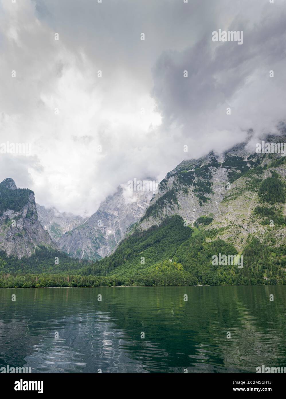 The Königssee, a natural lake in the extreme southeast Berchtesgadener ...