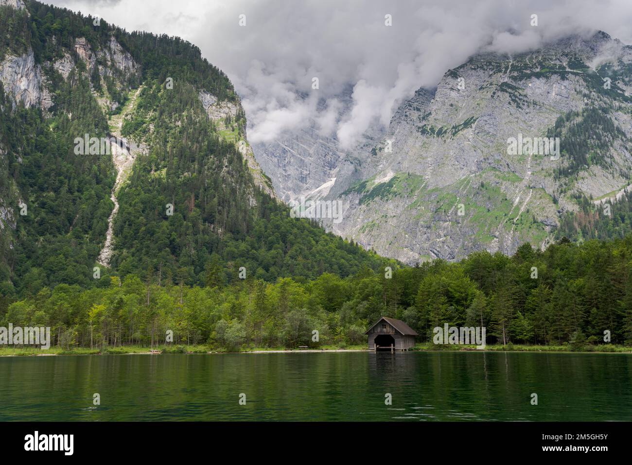 Log cabin by the Königssee, a natural lake in the extreme southeast ...