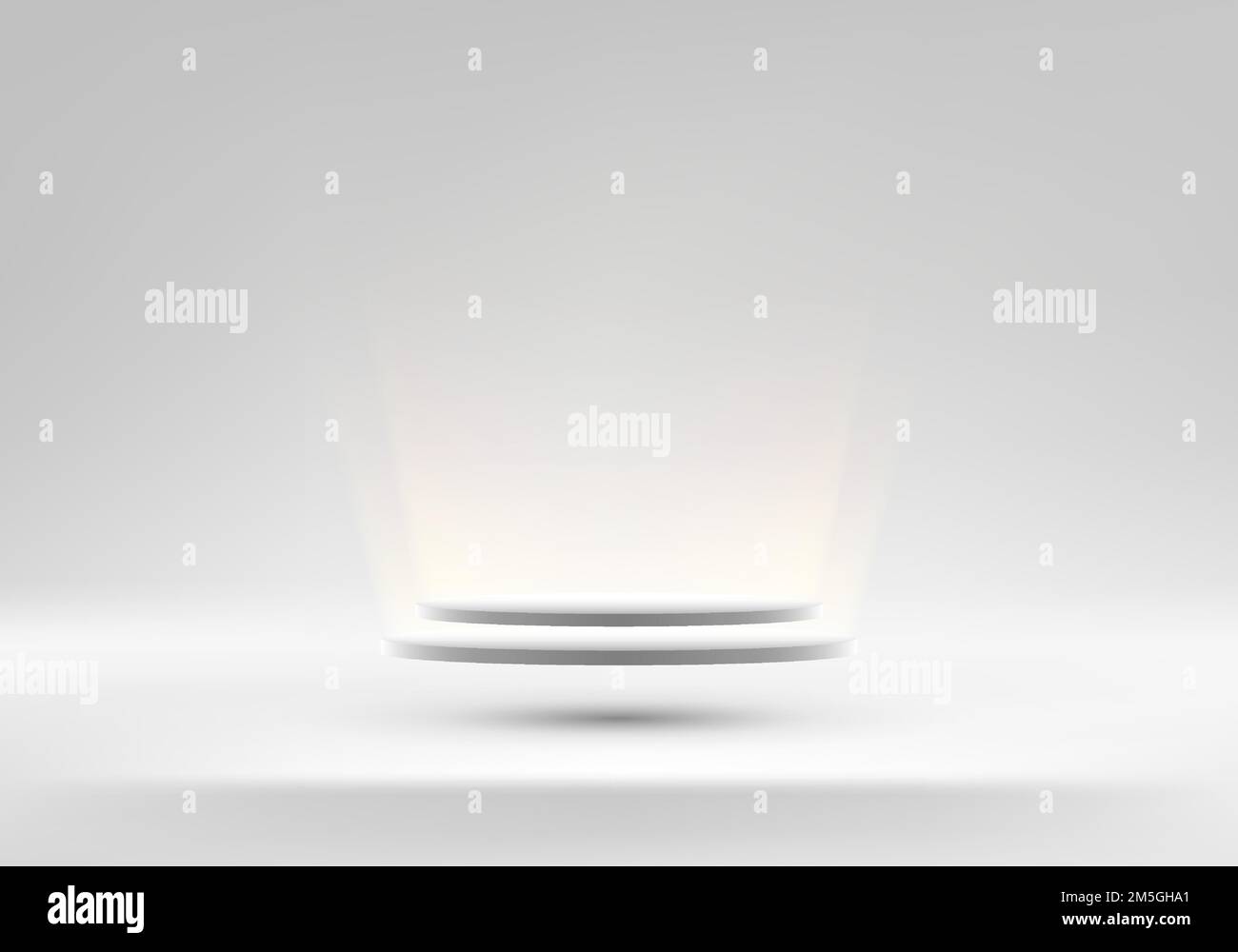 3D realistic empty white cylinder podium pedestal stand floating in the ...