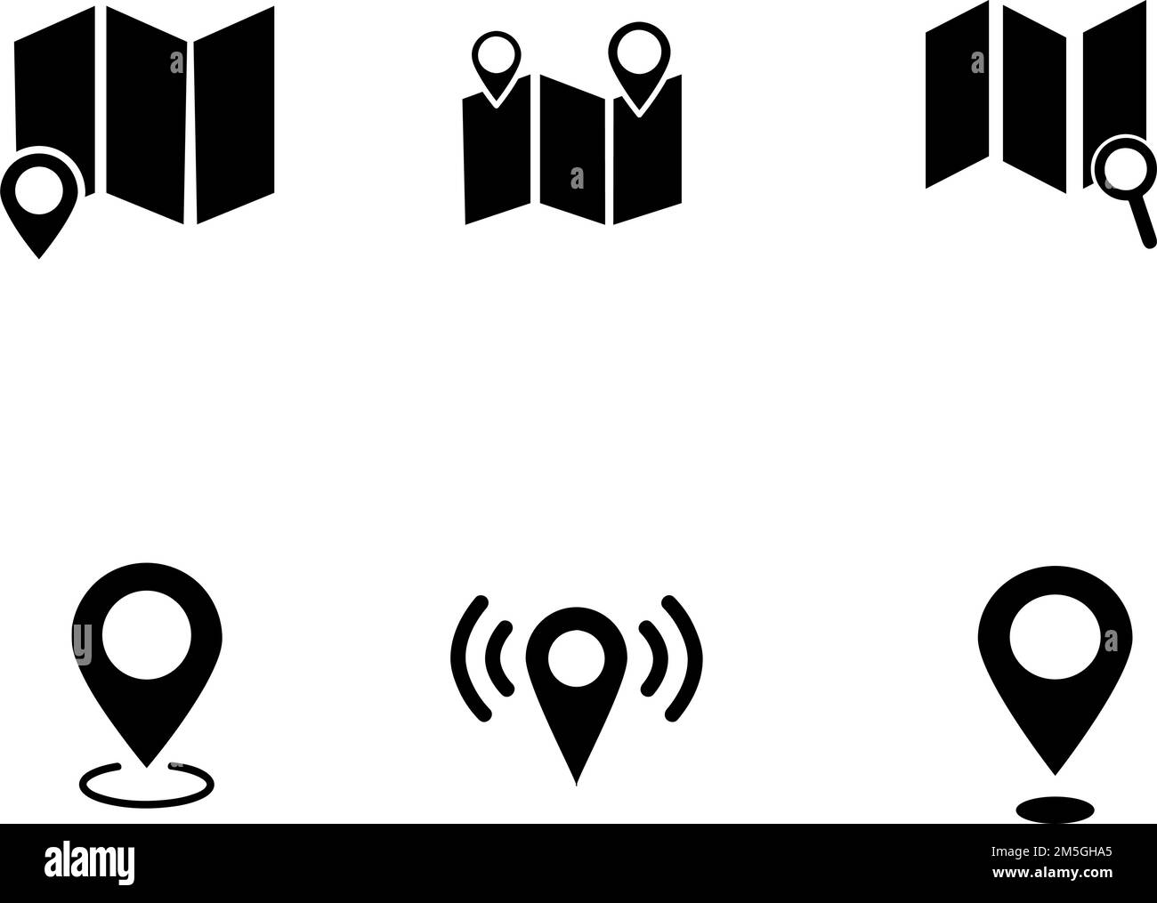 An editable vector set of map and place icons on a white background ...