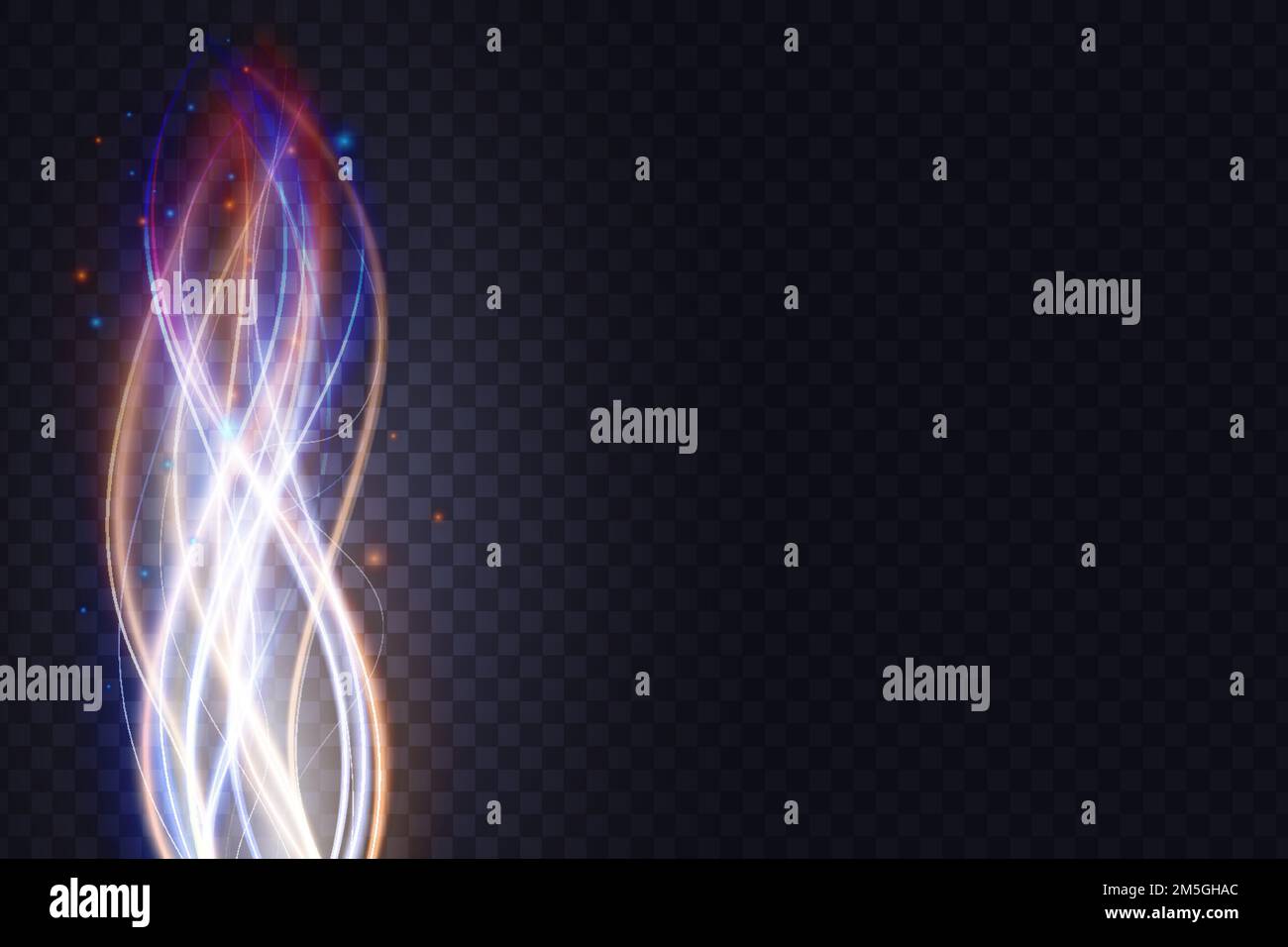 Luminous energy wavy lines, abstract light effect vector illustration ...