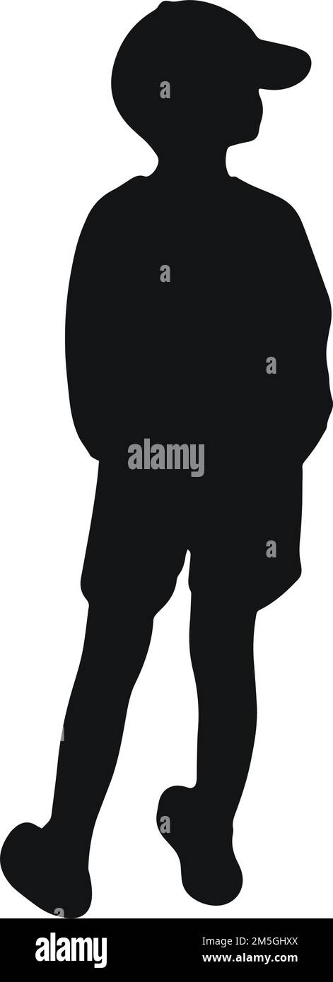 Boy view from back silhouette. Black shadow Stock Vector Image & Art ...