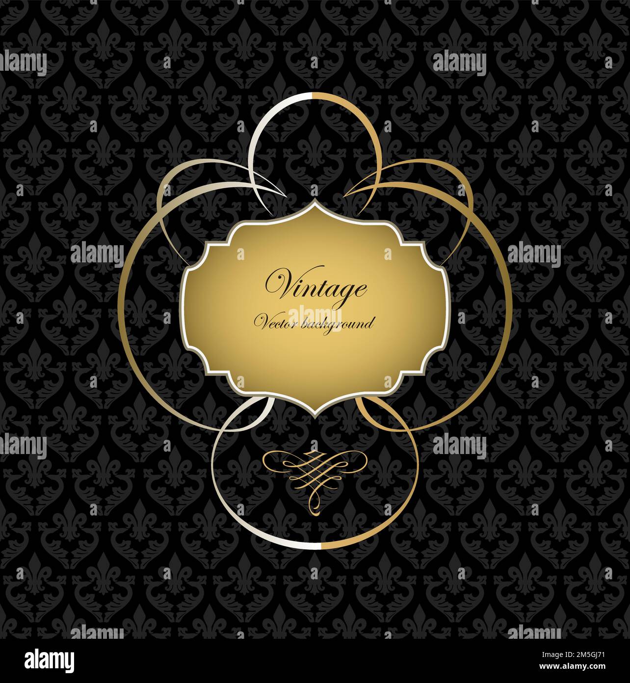 Gold vintage frame on seamless vector pattern Stock Vector Image & Art ...