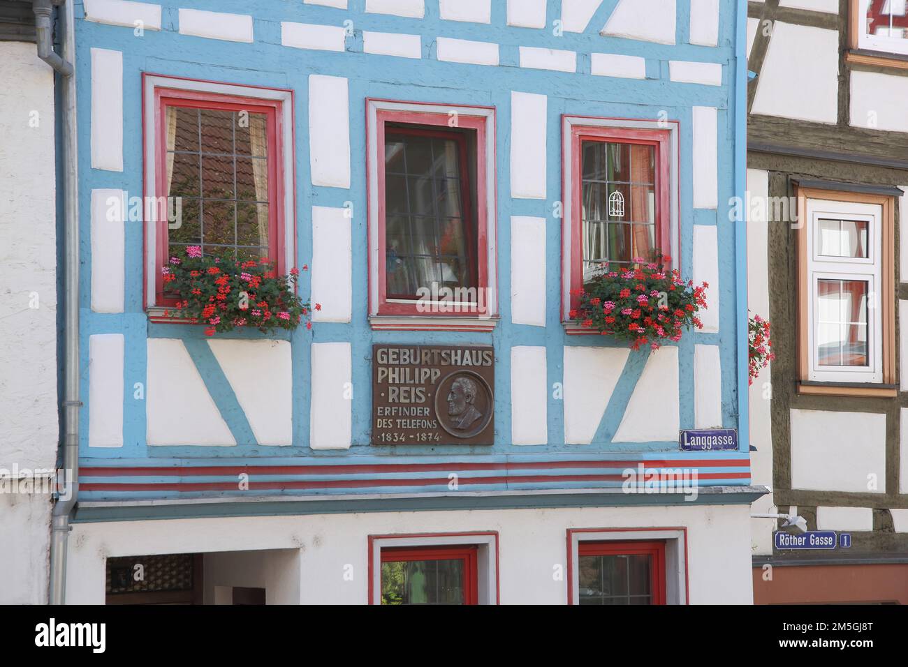 Window of the house where Philipp Reis was born with inscription and ...