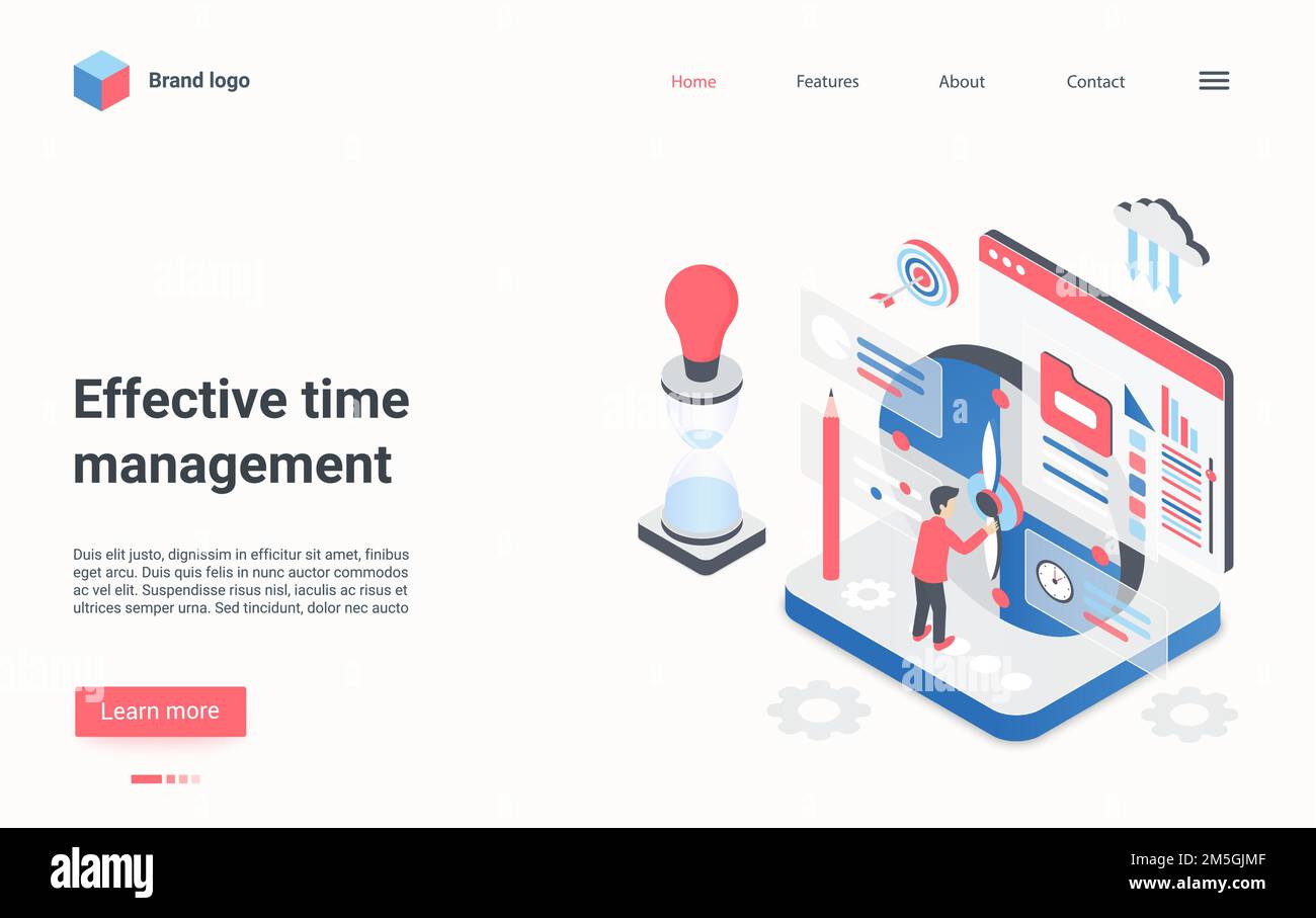 Effective time management isometric vector illustration. Cartoon 3d ...