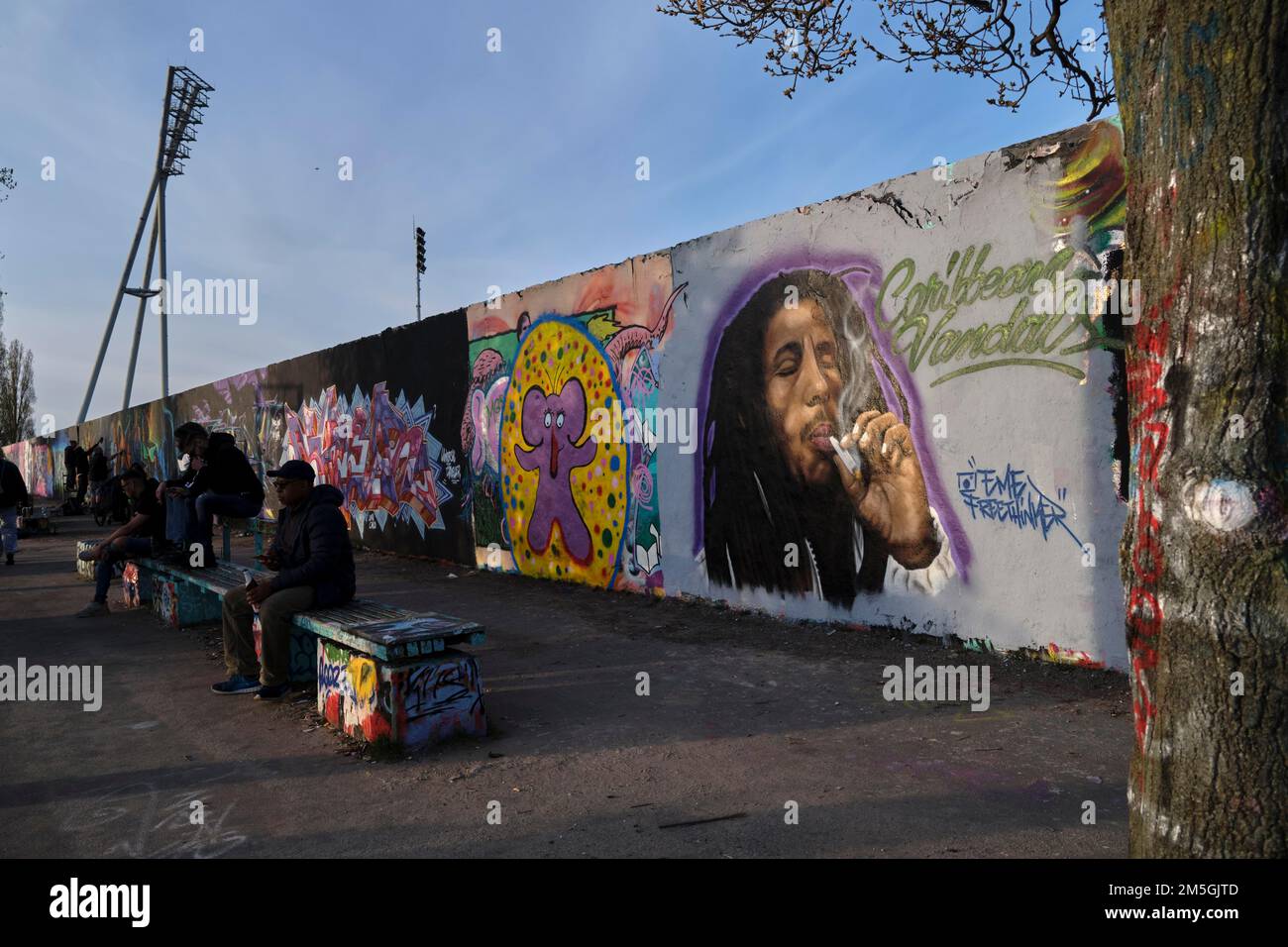 Bob Marley, Germany, Berlin, 10. 04. 2022, Mauerpark, graffiti wall ...