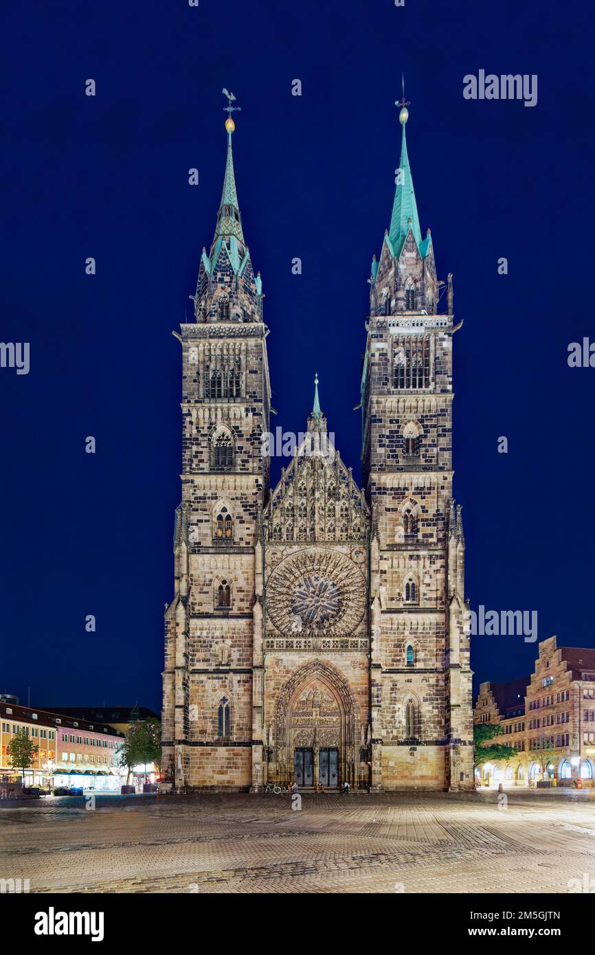 St. Lorenz, Gothic church building, Protestant city church with two ...